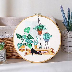 Santune 3 Pack Embroidery Kits for Adults Cross Stitch Kits for Beginners Hand Embroidery with Cat Patterns and Instructions Hobby Kits for Adults with Embroidery Hoops, Threads and Needles