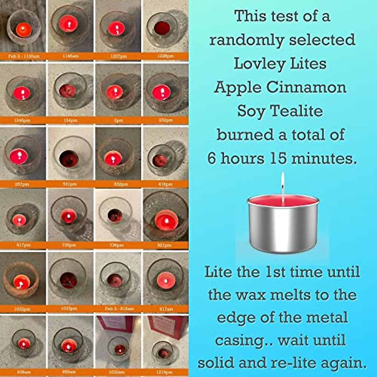 Lovley Lites Soy Tealight Candles Apple Cinnamon - 36 Premium 1 Inch Tall Red Tea Candles, Long Burning Tea Lights Scented with Essential Oils