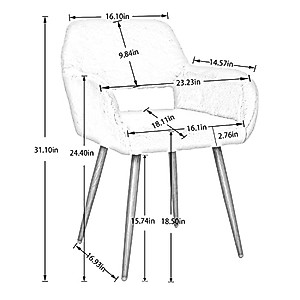 Faux Fur Side Reception Chair, Vanity Chair Desk Chair Small Home Office Accent Chair Cute Chair with Wood Metal Legs for Bedroom Makeup Living Room