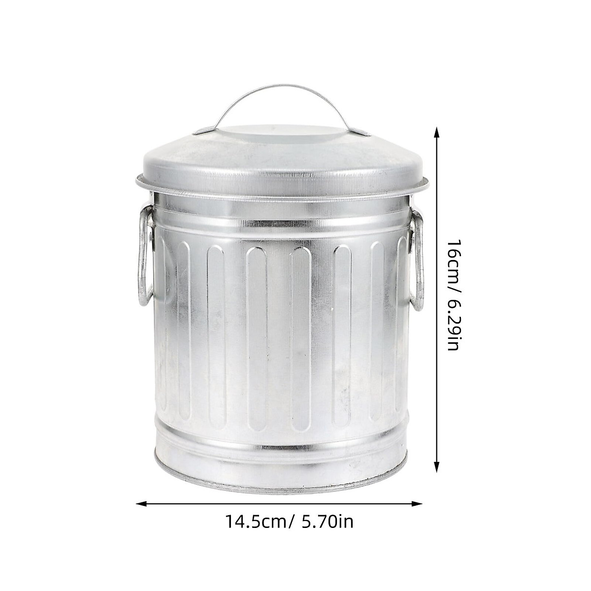 OHPHCALL Mini Trash Can with Lid Bucket Shaped Galvanized Garbage Can Tabletop Trash Can Mini Wastebasket Small Metal Bucket Bin Flower Pot Pen Pencil Holder -Style 2