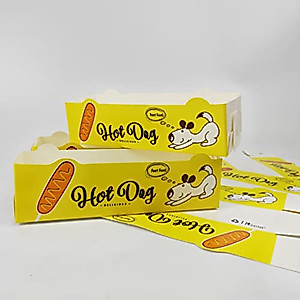 GANAZONO 50pcs Paper Hot Dog Trays Hot Dog Serving Dish Trays Disposable Fluted Dishes Corn Dogs Wrappers Breakfast Sausage Trays Hot Dog Cart Accessories