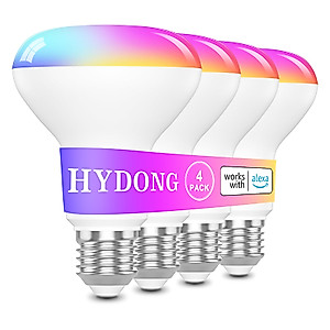 HYDONG Smart RGB Bulb,R80/BR30 Smart Bulbs Work with Alexa,SmartThings.Color Changing LED WiFi Bulb 12W,1080LM,2.4Ghz WiFi only. 4Pack