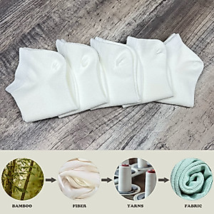 SERISIMPLE Viscose Bamboo School Socks Ankle Super Soft Kids Socks Stretch Cuffs Athletic Socks Odor Resistant Anti-odor 5 Pairs (Medium, White)