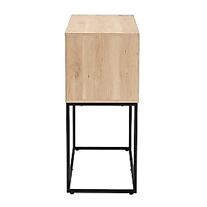 Baxton Studio Amelia Natural Brown Wood and Natural Rattan Sideboard Buffet