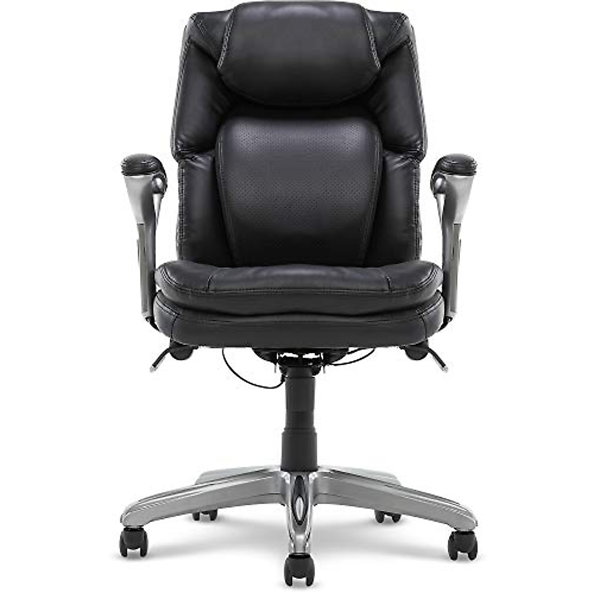 Elle Decor Anniston Wellness by Design Mid Office AIR Lumbar Technology, Ergonomic Computer Chair with Lower Back Support, Bonded Leather, Black