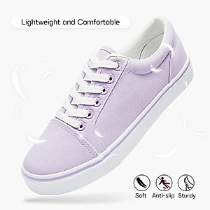 Shupua Canvas Shoes for Women White Canvas Sneakers Womens Casual Shoes Low Top Black Sneakers Comfortable Tennis Shoes(Purple.us8)