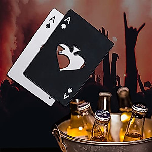 Airoads Ace Of Spades Bottle Opener Credit Card Size Pocker Cap Opener Portable Stainless Steel Can Opener (2 Pack Black & Silver)