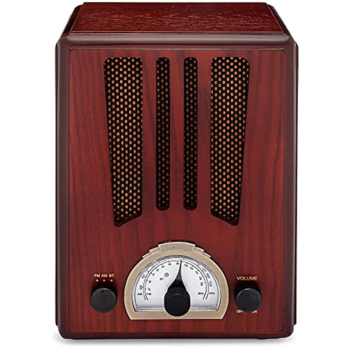 ClearClick Classic Vintage Retro Style AM/FM Radio with Bluetooth - Handmade Wooden Exterior
