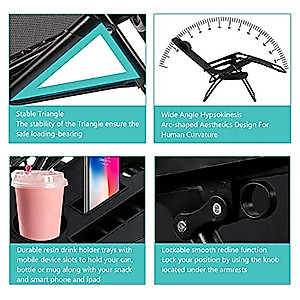 Outdoor Zero Gravity Chair 2 Pack, Folding Lounge Chair Recliners Indoor Outdoor Furniture Adjustable Camping Chair Backyard Chair Deluxe Loveseats w/Pillow and Cup Holder Tray, Black