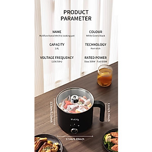 1.8L Electric Hot Pot，Ramen Cooker, Dual power supply Mini Portable Multi-Functional Lazy Pot for Pasta, Noodles, Egg, Soup,Rice，Non-Stick Noodle Cooker with Boil Dry Protection for Dorm, Office