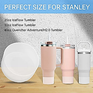 Turmaster 1Pcs Silicone Boot for Stanley 40 oz Quencher Tumbler, Silicone Cups Sleeve for Stanley IceFlow 20oz 30oz, Stanley Cup Accessories, Protective Cover for Water Bottle Bottom(Clear)