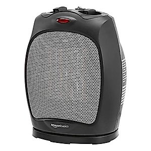 Amazon Basics 1500W Oscillating Ceramic Heater with Adjustable Thermostat, Black