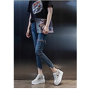 Women's Heighten Sneakers Breathable Mesh White Walking Shoes Outdoor Casual Footwear Thick-Sole（3.4 inch）