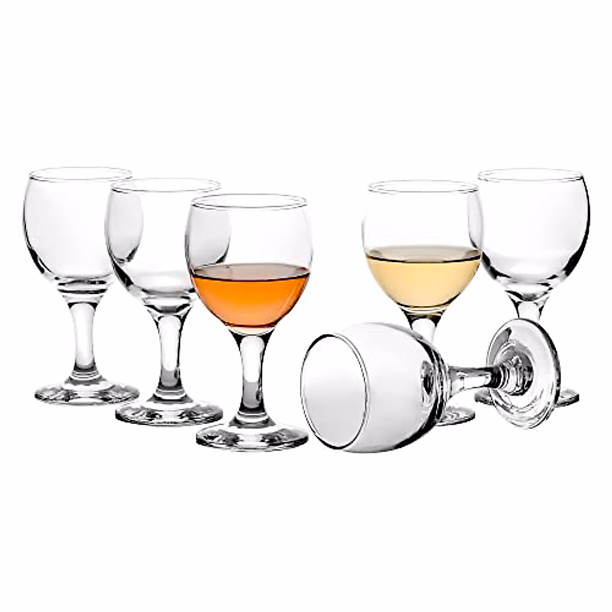 Pasabahce Premium Stemmed Mini Clear Wine and Champagne Glasses, Set of 6,Uniqe Desing Goblet 5.75 Oz, Perfect for Parties, Gifts, Housewarming, Weddings, Aniversary