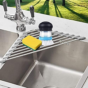 Sink Sponge Holder, Multipurpose Roll up Drying Rack for Sink Corner-Gray