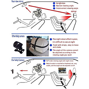Baby Car Mirror, Car Baby Monitor with Camera, 4.3 inch Night Vision Monitor Anti-Shake Camera 360°Adjustable Easy Observe and Install, Baby Car Camera for Back Seat Rear Facing View Infant