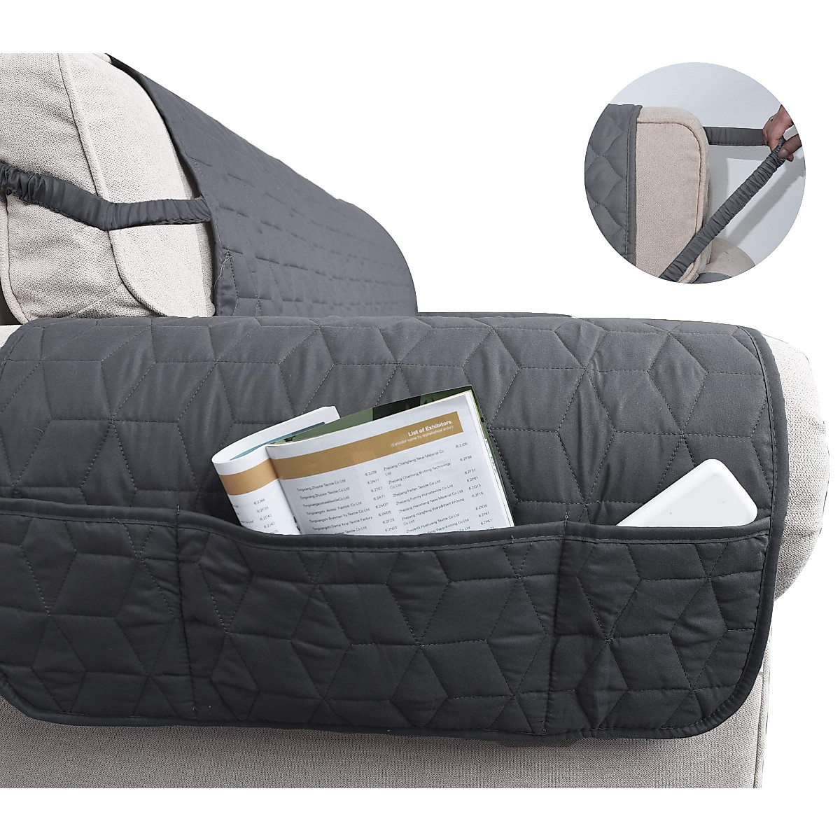 Ameritex Loveseat Cover Water-Resistant Quilted Furniture Protector with Back Nonslip Paws Slipcover for Dogs, Kids, Pets Loveseat Slipcover Stay in Place for Leather (Dark Grey, 54'')
