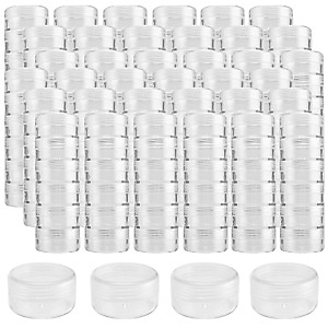 PINGEUI 10 Sets 6 Layer Small Stackable Containers,8ml Plastic Round Stackable Containers, Clear Cylindrical Jewelry Storage Organizer with Lids for Beads, Buttons, Crafts, and small items
