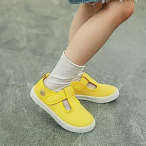 Shoes Toddler Baby Boy Girl Flat Shoes Girl Canvas Shoes Baby Soft Sole Girls Running Shoes (Yellow, 7 Toddler)
