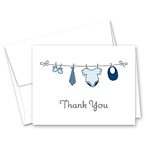 MyExpression 50 Cnt Hanging Baby Boy Cloth Baby Thank You Cards