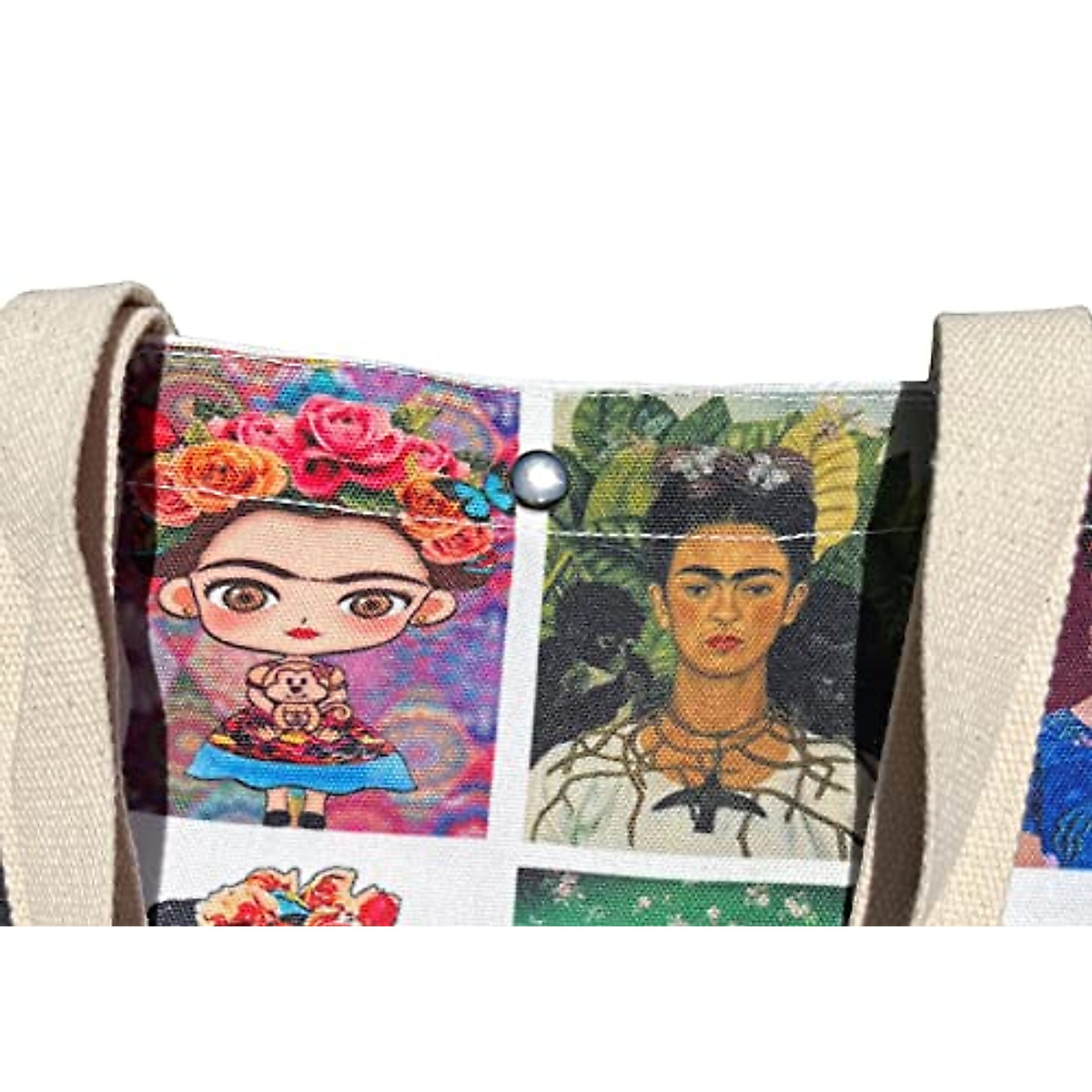 Mexican Artist Frida Inspired Canvas Tote Bag & Matching Accessory Bag - Beautiful Set