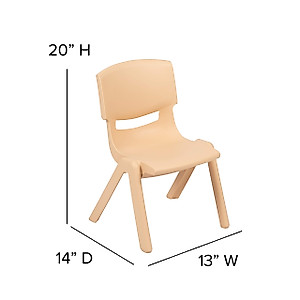 EMMA + OLIVER 2 Pack Natural Plastic Stackable School Chair with 10.5" H Seat, Preschool Chair