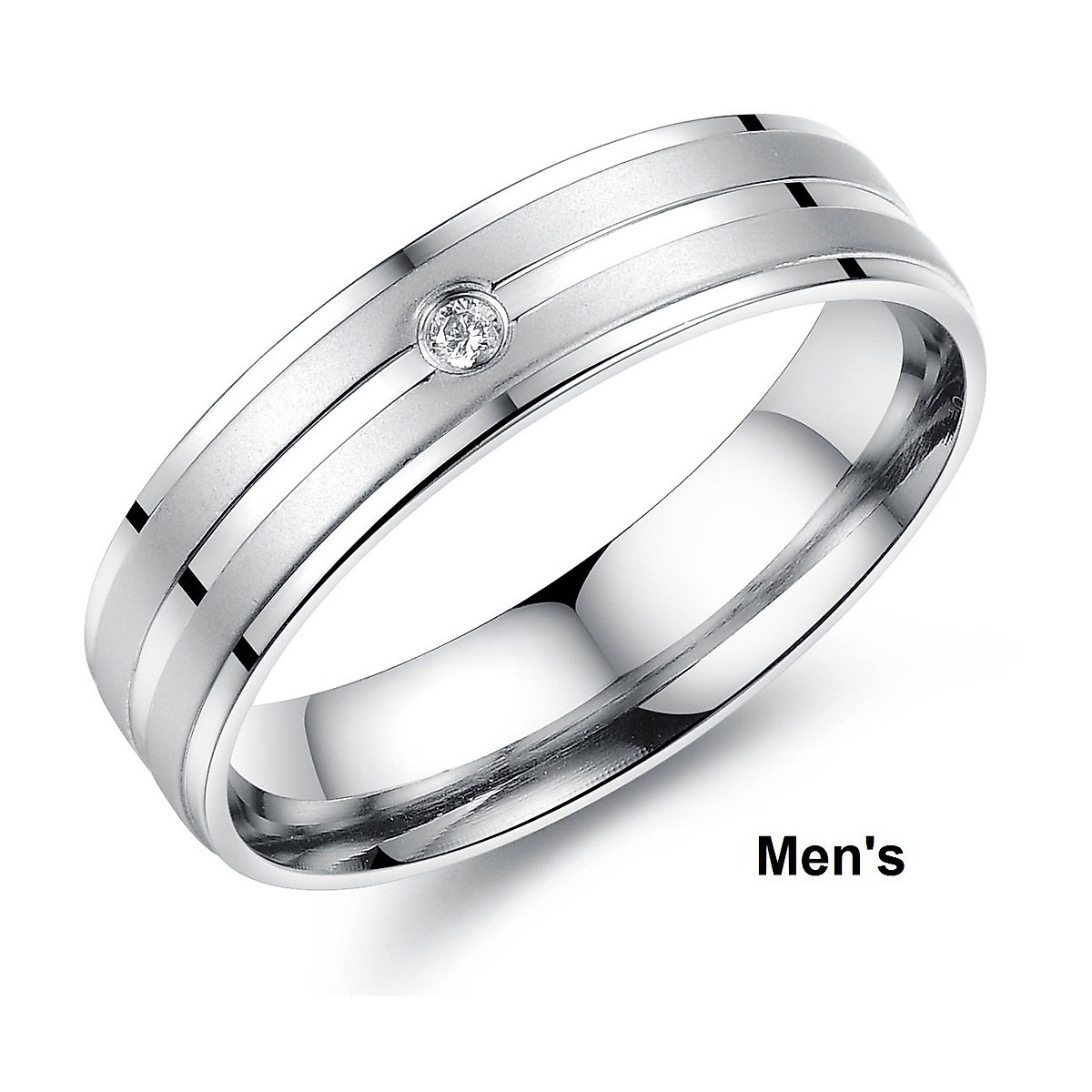 His or Hers Matching Set Titanium Stainless Steel Couple Wedding Band Set in a Gift Box