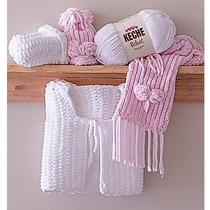 Keche Velvet Yarn for Crocheting, Soft Chenille Bulky Baby Blanket Amigurumi Yarn 100 gr (132 yds) - Baby Pink