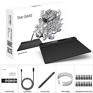 Drawing Tablet XPPen StarG640 Digital Graphic Tablet 6x4 Inch Art Tablet with Battery-Free Stylus Pen Tablet for Mac, Windows and Chromebook (Drawing/E-Learning/Remote-Working)
