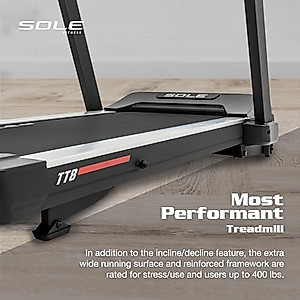 New 2023 Treadmill, Sole TT8 Treadmill, Treadmill with Incline and Decline Options, Bluetooth, Touch Screen, Fitness Programs, Treadmills for Home with Incline, Home Exercise Treadmill (Sole TT8)
