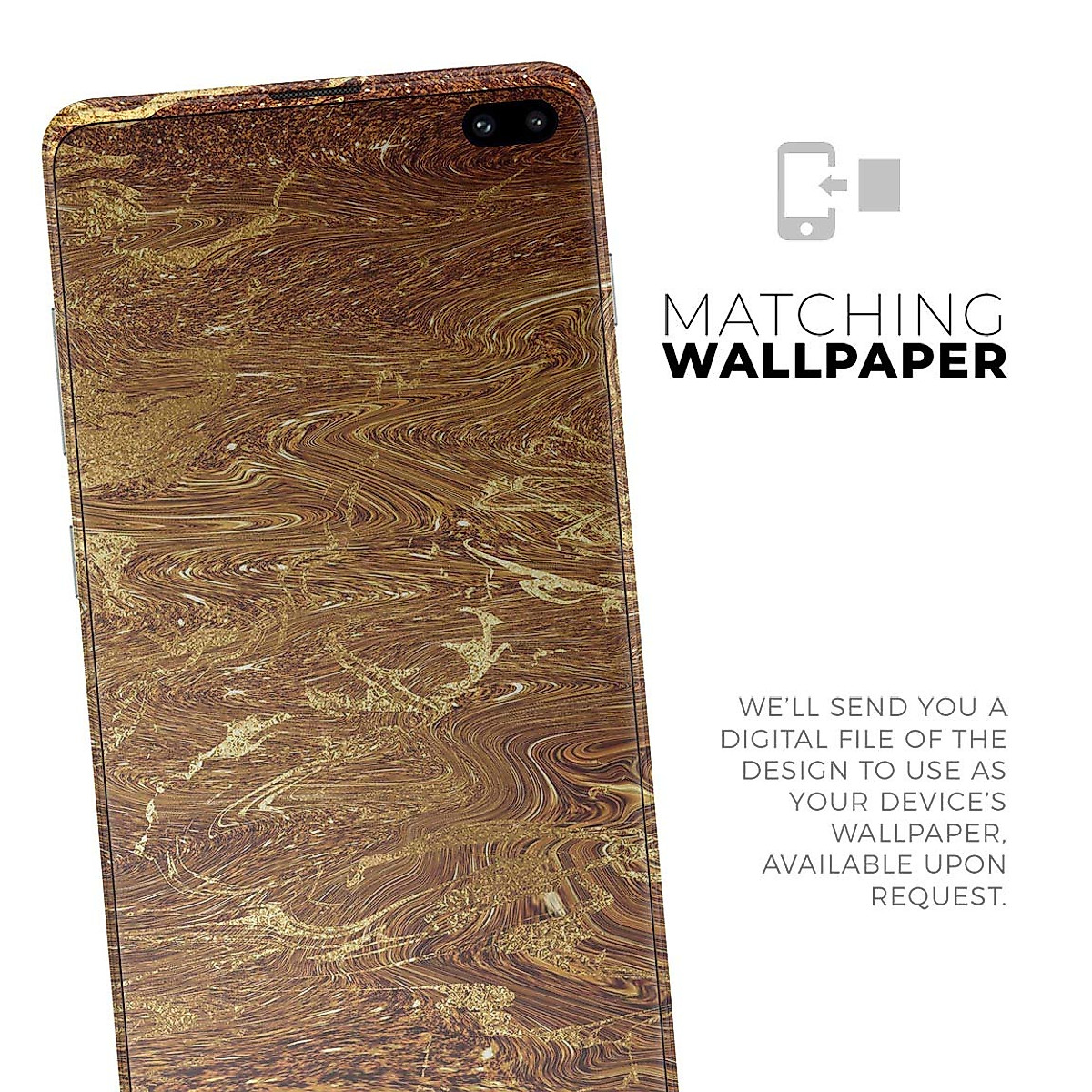 DesignSkinz Molten Gold Digital Foil Swirl V2 | Protective Vinyl Decal Wrap Skin Cover Compatible with The Samsung Galaxy S20 (Full-Body, Screen Trim & Back Glass Skin)