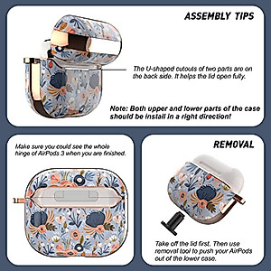 wenew case for AirPods 3, AirPod 3 case for Women, AirPods 3rd Generation case, Key Chain, LED Visible, Heavy Duty, Support Wireless Charging (Blue)