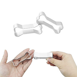 FAZHBARY 6 Counts Bone Cookie Cutter Small Dog Bone Cookie Cutters Metal Dog Bone Shaped Cookie Candy Food Mold Cutters for Treats Baking Crafts