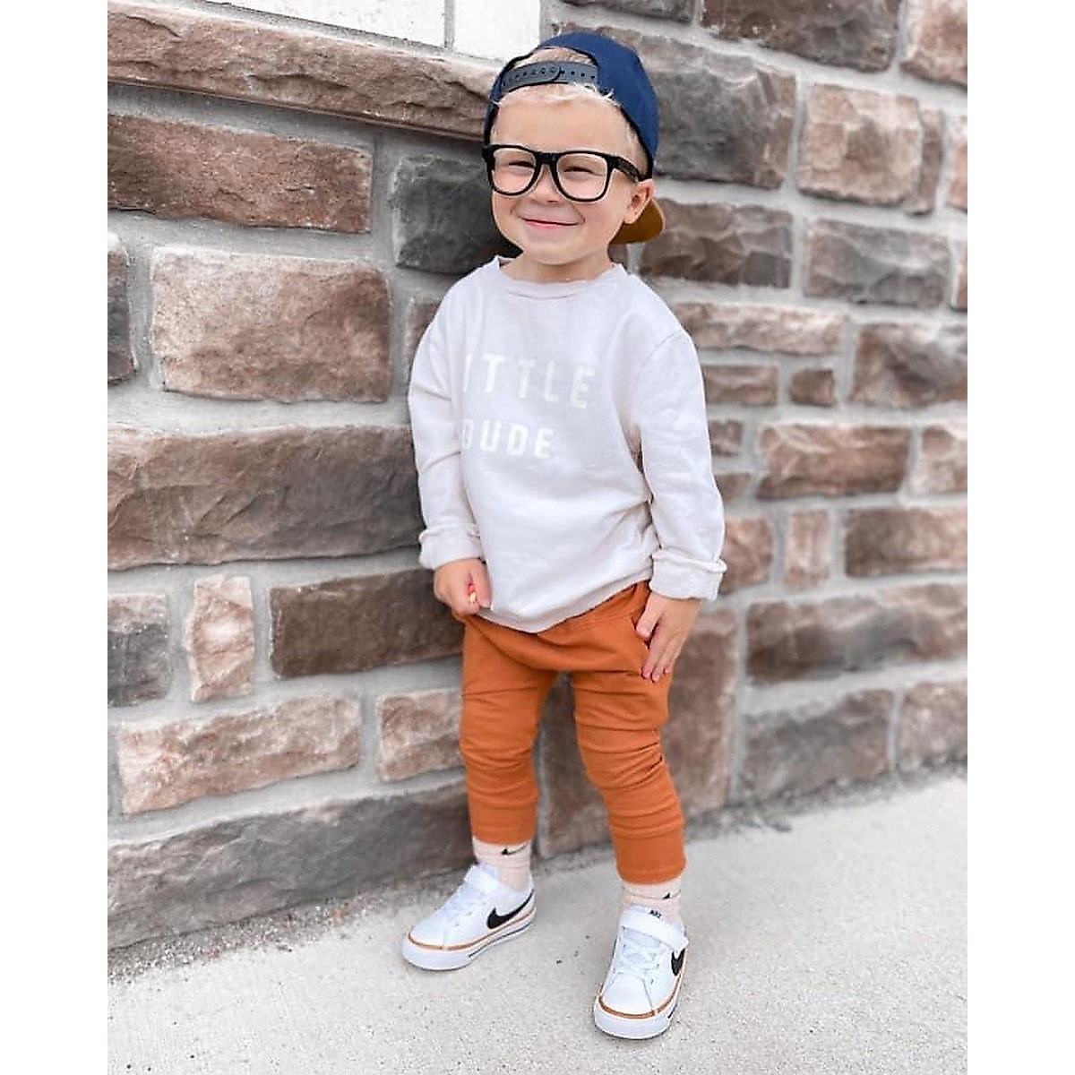 wdehow Infant Toddler Baby Boy 2Pcs Outfits Long Sleeve Letters Print Pullover Tops + Drawstring Pants Set Fall Winter Clothes (White, 12-18 Months)