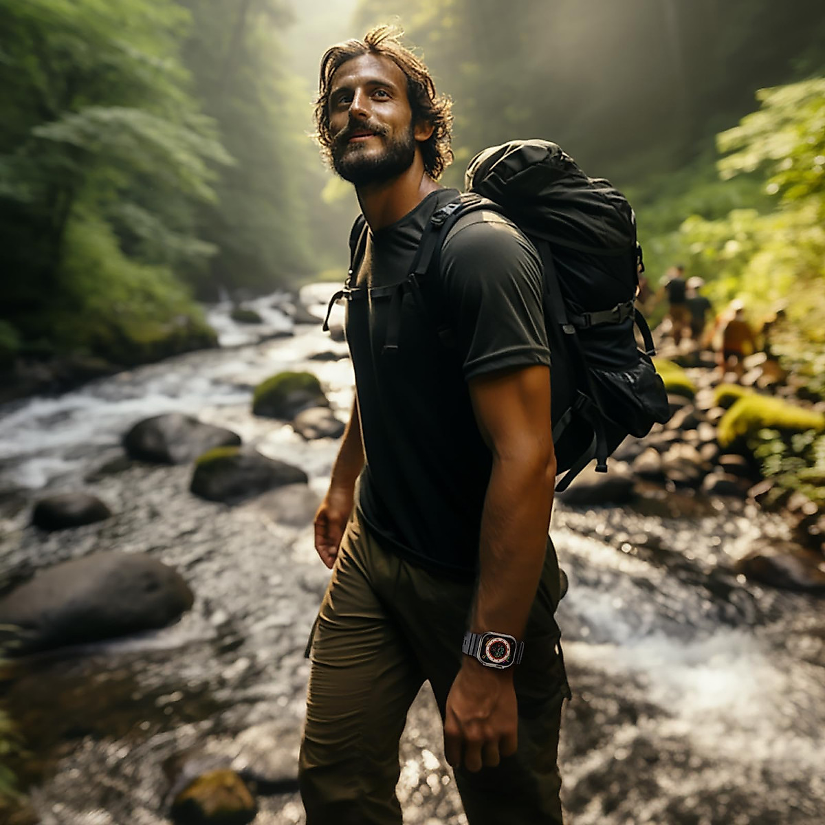 Suitisbest Sport Bands Compatible for Apple Watch Ultra & Apple Watch 2, Ultra Wide Silicone Wristband Waterproof Strap for iWatch Series 9, 8, 7, 6, 5, 4, SE (49mm, 45mm, 44mm, 42mm) for Men