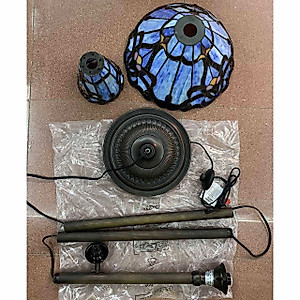 Bieye L10686 Baroque Tiffany Style Stained Glass Torchiere Floor Lamp with Sidelight for Reading Home Decor, 71-inch Tall