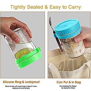 Hcojoul Overnight Oats Containers with Lids & Spoon, 4 Set of 300ML Overnight Oats Jars, Mason Jars for Overnight Oats for Chia Pudding Yogurt Salad Cereal Meal Prep Jars Cereal On The Go Container