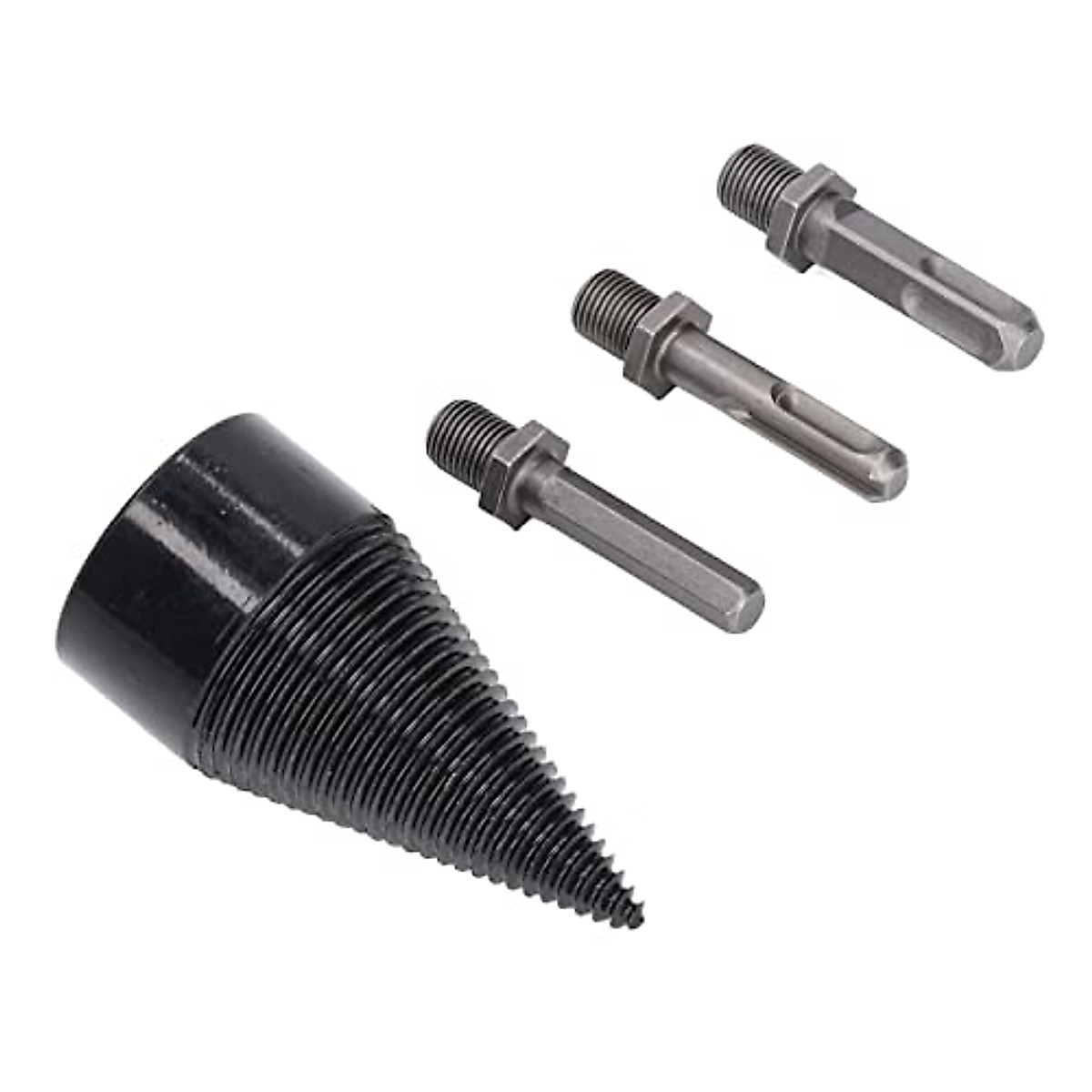 Kadimendium Wood Splitter Drill Bit Electric Firewood Log Splitter Bit Set with 3Pcs Removable Shanks Electric Wood Chopping Tool for Household Hand Drill Stick(50mm / 2in)