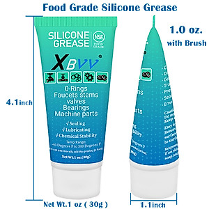 XBVV Silicone Lubricating Grease for Plumber Faucet Rubber Washers Valve O Ring 2-Pack 1 oz Tube with Brush