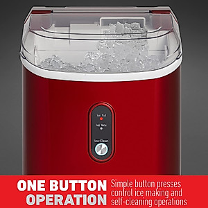 Deco Chef 33LB Per Day Countertop Ice Maker, 1-Click Automatic Operation, Self-Cleaning, Chewable Soft Nugget Ice, Red Stainless