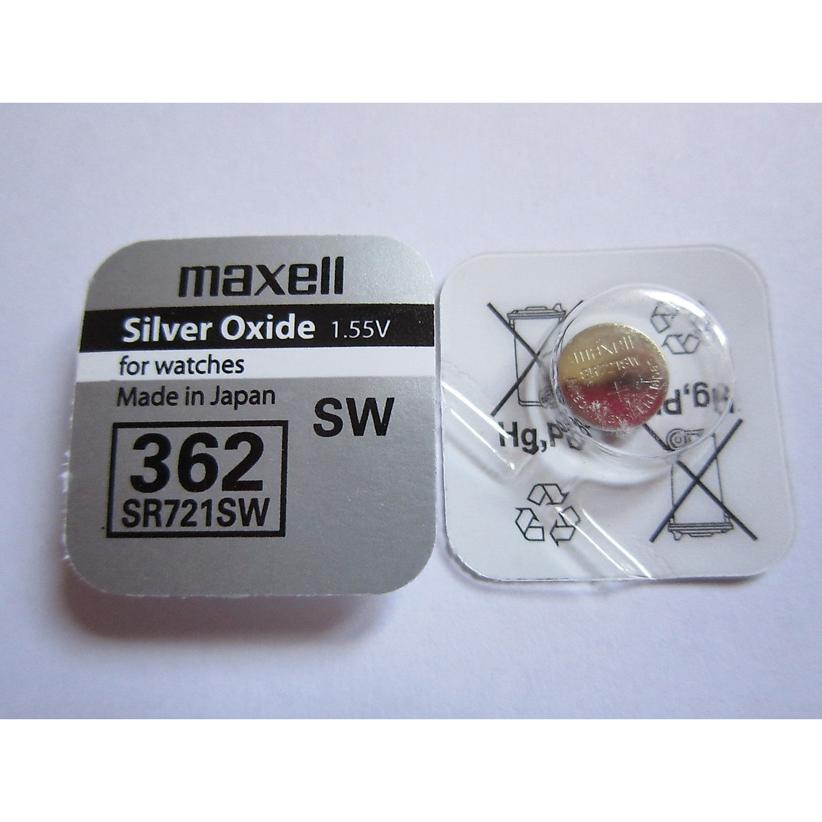 2 x MAXELL SR721SW 362 SR721 D362 1.55v Silver Oxide Button Cell Watch Battery - Official Genuine Maxell