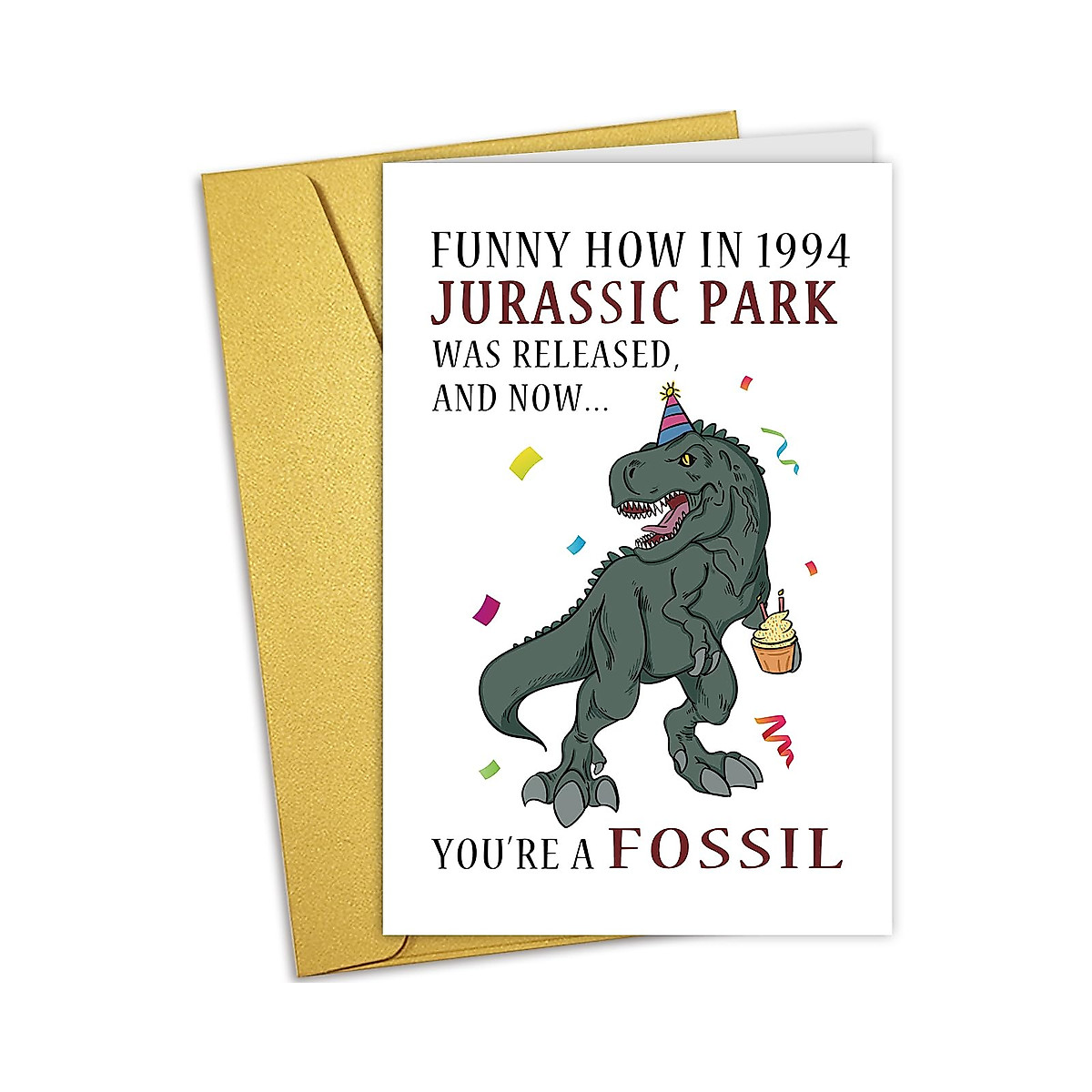 Nchigedy Funny Dinosaur Birthday Card for Him Her, Happy 30th Birthday Gift for Friends, Snarky 1994 Birthday Card for Men Women