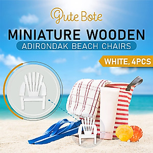 Wood Adirondack Miniature Chair - Wedding Cake Topper Mini Doll Furniture Top Decoration Favor Beach Theme, Great for Dollhouse (White, 4 Pack)