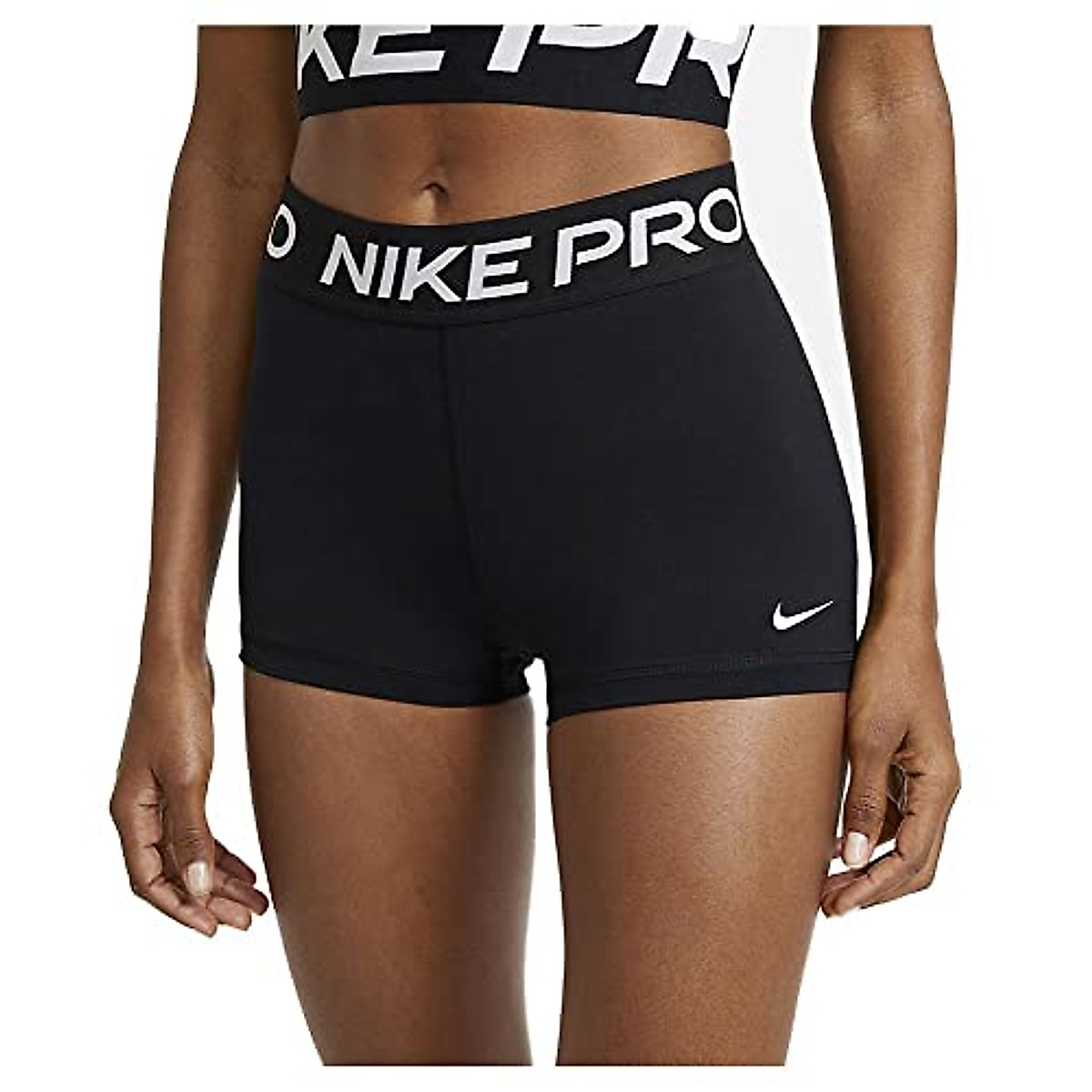 Nike Women's Pro 365 3in Shorts, Black/White, S (46)