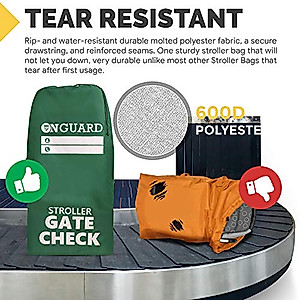 ONGUARD Double Stroller Bag For Airplane | Stroller Cover | Gate Check Stroller Bag | Baby Airplane Travel Accessories | Waterproof Rip Resistant Polyester Compact Backpack | Green