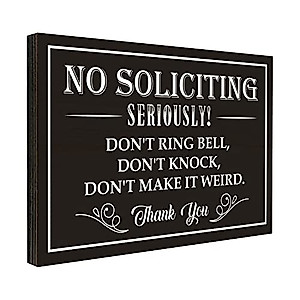 No Soliciting Sign for House or Office, No Solicitors Sign for Front Door or Wall Decor, No Soliciting Signs for Home or Business 3.55" x 5.15" (with Strong Adhesive Tape) - PMA001