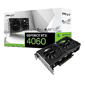 PNY GeForce RTX™ 4060 8GB VERTO™ Dual Fan Graphics Card DLSS 3 (128-bit, PCIe 4.0, GDDR6, HDMI/DisplayPort, Supports 4k, 2 slot)