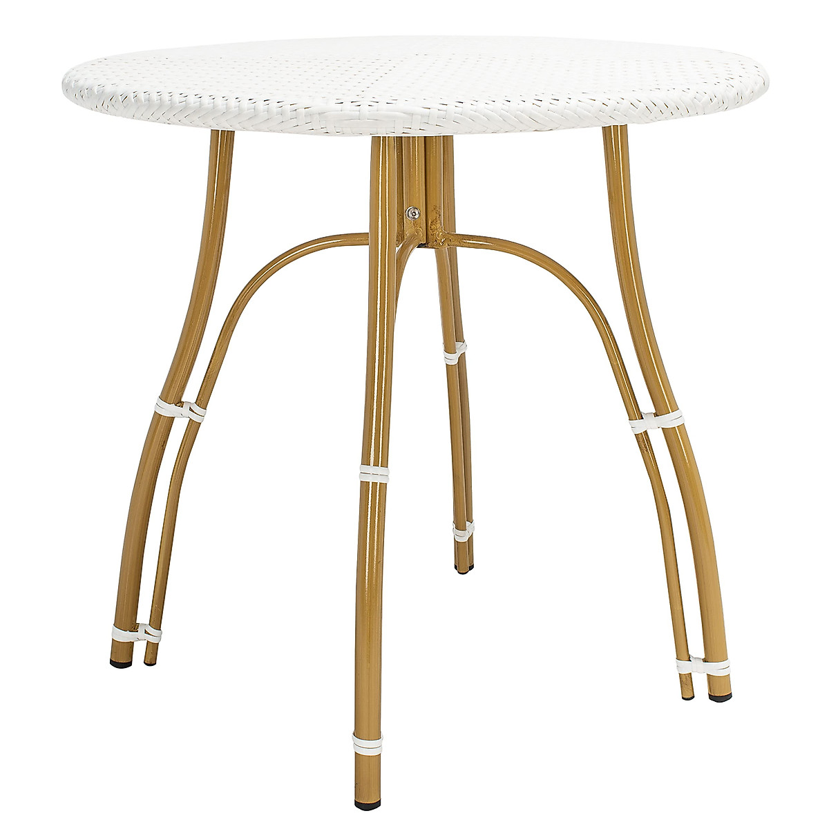 SAFAVIEH PAT4011C Outdoor Kylie White Rattan Bistro Table