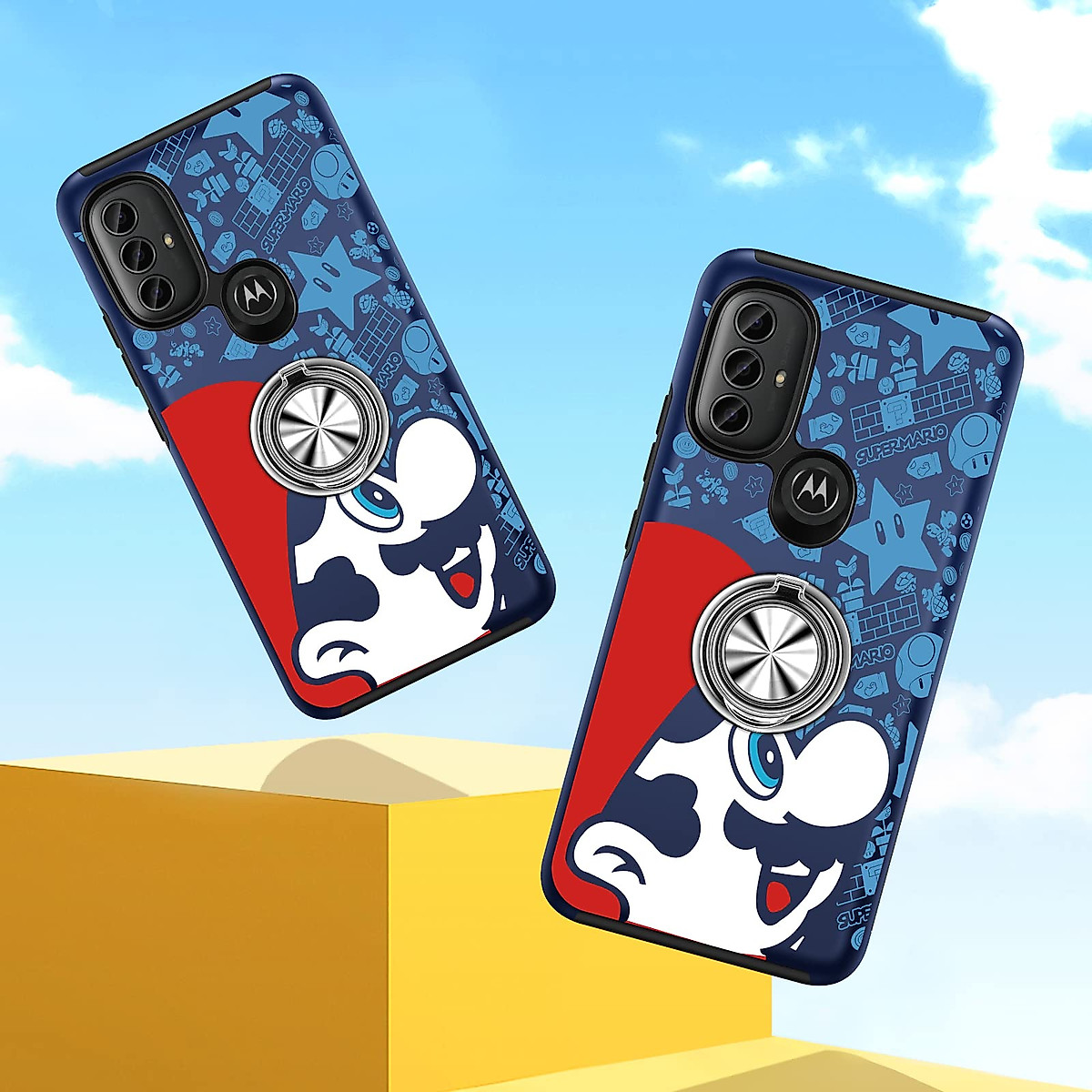 Joyleop Cute Case for Moto G Pure/G Power 2022/G Play 2023 Cartoon Anime Funny Print Phone Cover for Girls Kids Pretty Girly with Ring Holder Stand Magnetic Kickstand for Motorola G Pure 6.5" Maro