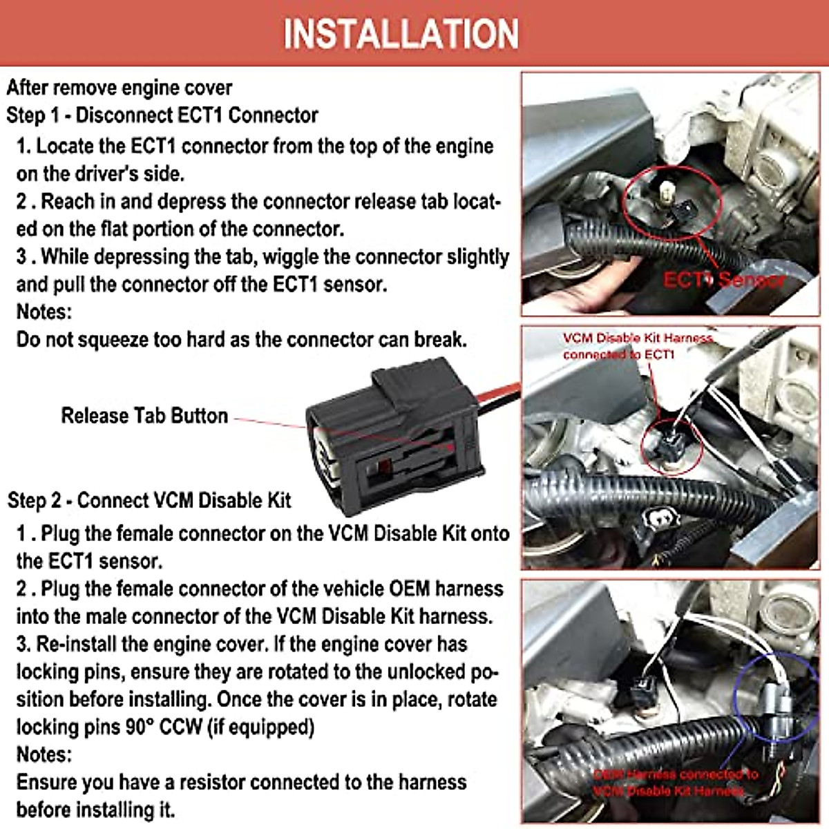 VCM Muzzler Harness Disable Kit Fit for Honda Acura Pilot Accord Ridgeline Odyssey Muzzle, for Honda 3.5L V6 Engine with VCM